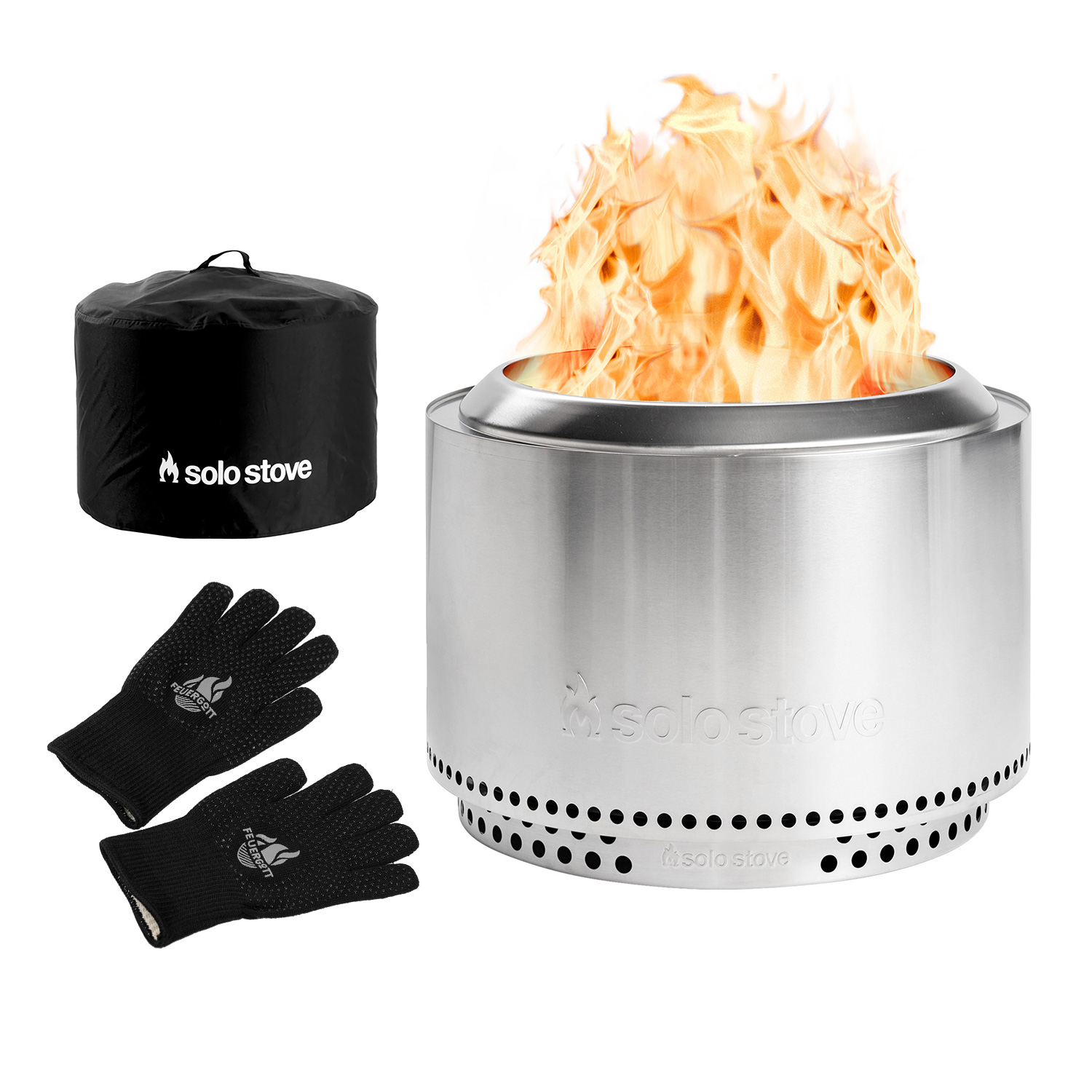 FEUERGOTT Grill- & Ofenhandschuhe + Solo Stove Canyon Feuerstelle ...